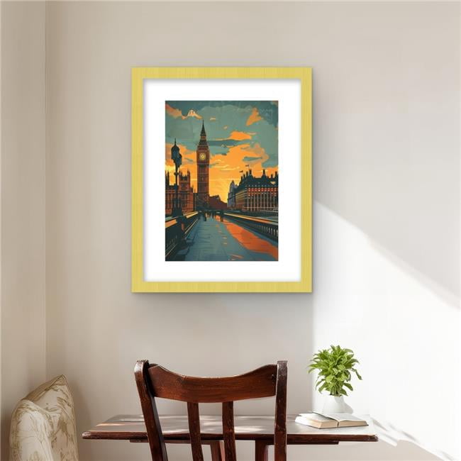 Begin Home Decor C1FM1620NLSQIU 16 x 20 in. Big Ben Turquoise Framed ...