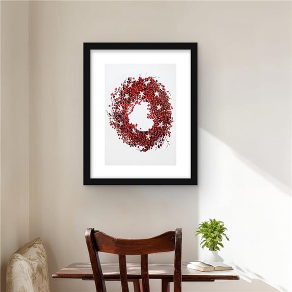 Begin Home Decor C1FM1620WVUZ4S 16 x 20 in. Red Berry Wreath - Framed ...