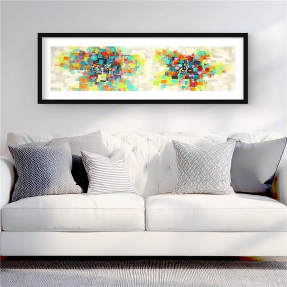 Begin Home Decor C1FM1648GJ8QIP 16 x 48 in. Flowers Made of Squares ...