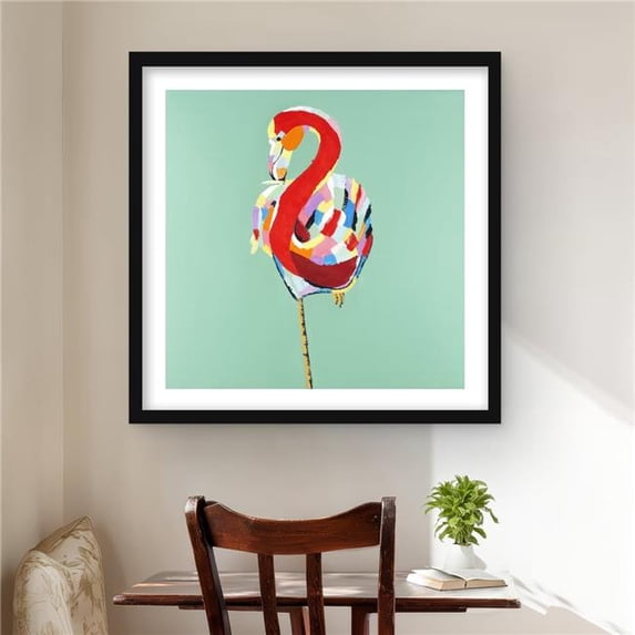 Begin Home Decor C1FM24241FCCXF 24 x 24 in. Colorful Abstract Flamingo ...