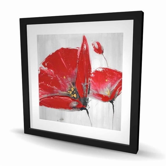 Begin Home Decor C1FM24245NAZUL 24 x 24 in. Three Red Flowers on Gray ...