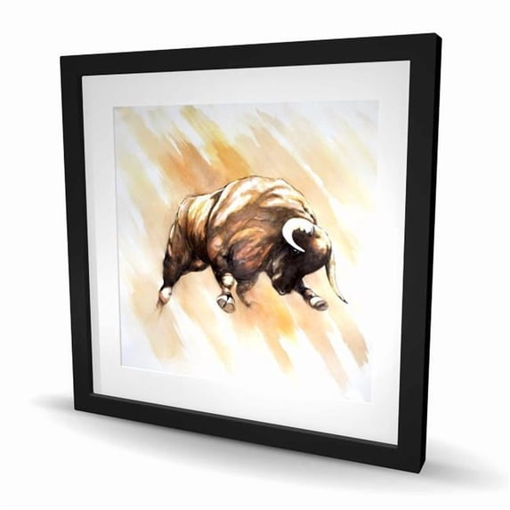 Begin Home Decor C1FM2424BQZTST 24 x 24 in. Bull to Attack - Rustic ...