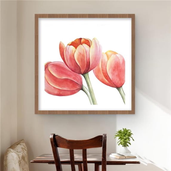 Begin Home Decor C1FM2424NBYOA4 24 x 24 in. Three Tulips Closeup ...