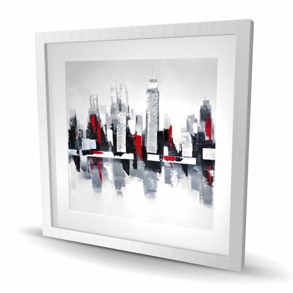 Begin Home Decor C1FM2424QDI6RJ 24 x 24 in. Gray & Red Cityscape ...