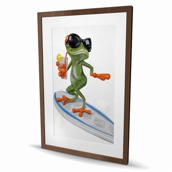 Begin Home Decor C1FM24360K1NVT 24 x 36 in. Funny Frog Surfing - Orange ...
