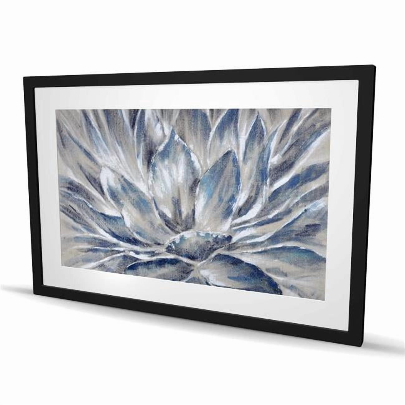 Begin Home Decor C1FM2436BI947M 24 x 36 in. Blue & Gray Flower - Framed ...