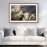 Begin Home Decor C1FM2436BTOZH0 24 x 36 in. Two Sheeps - Rustic Framed ...