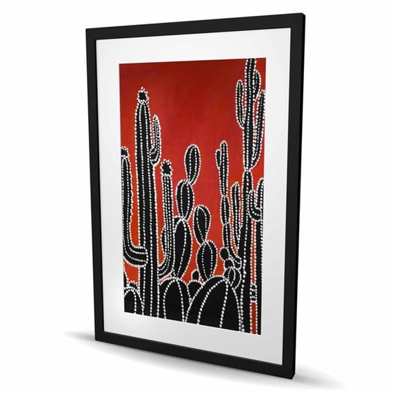Begin Home Decor C1FM2436DKTSC9 24 x 36 in. Black Tall Cactus - Framed ...
