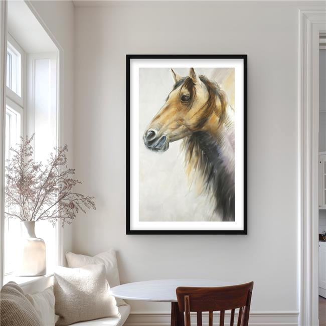 Begin Home Decor C1FM2436EBO0OZ 24 x 36 in. Wild Horse Framed Matted ...
