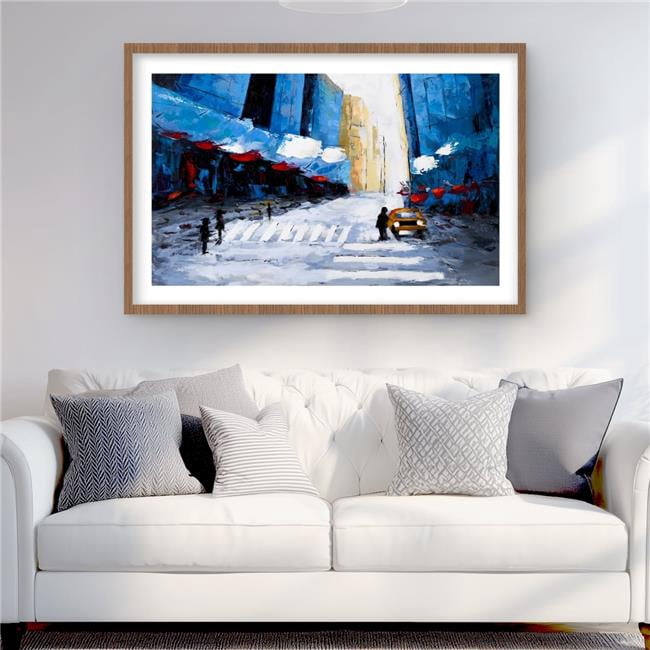 Begin Home Decor C1FM2436FE867T 24 x 36 in. Blue Buildings - Framed ...