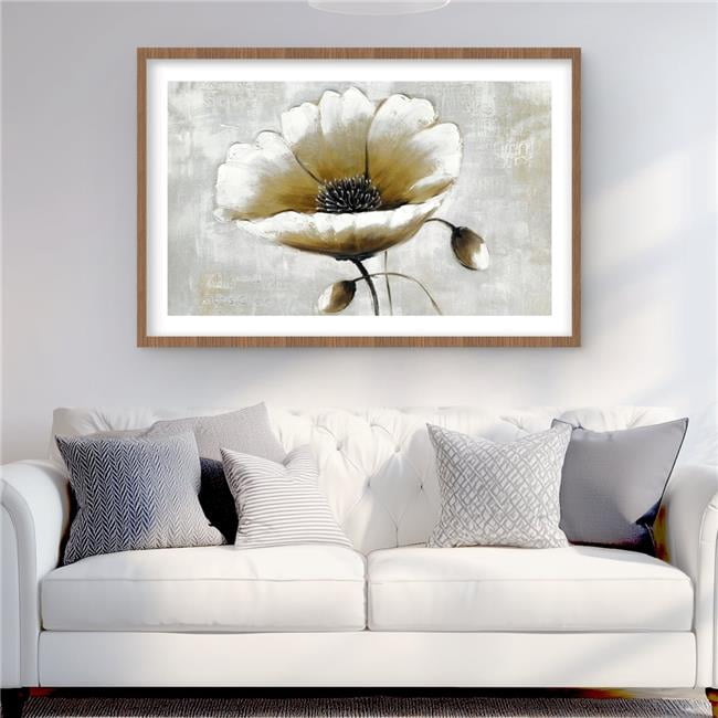 Begin Home Decor C1FM2436FMJC7N 24 x 36 in. Modern Beige Flower - Gray ...