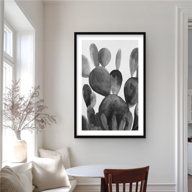 Begin Home Decor C1FM2436HJT8OF 24 x 36 in. Grayscale Paddle Cactus ...