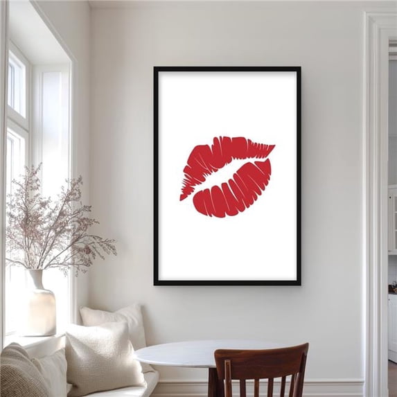 Begin Home Decor C1FM2436KXDNFJ 24 x 36 in. Red Lipstick Mark - Framed ...