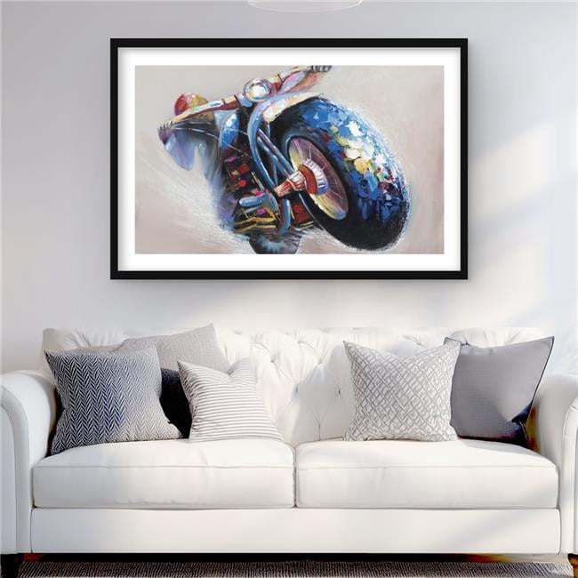 Begin Home Decor C1FM2436O4QGZC 24 x 36 in. Motorcycle in Jump ...