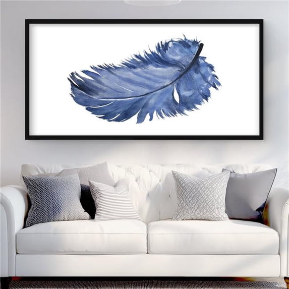 Begin Home Decor C1FM24484S2KQG 24 x 48 in. Watercolor Blue Feather ...