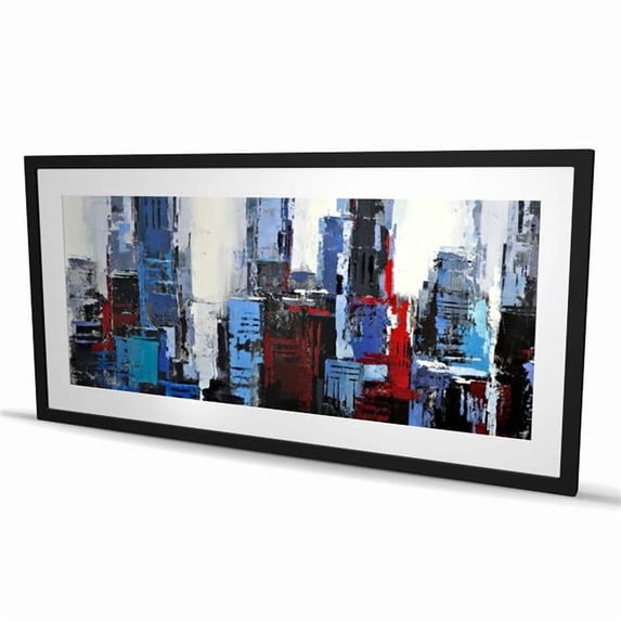 Begin Home Decor C1FM2448MWYY5P 24 x 48 in. Abstract Blue City - Framed ...
