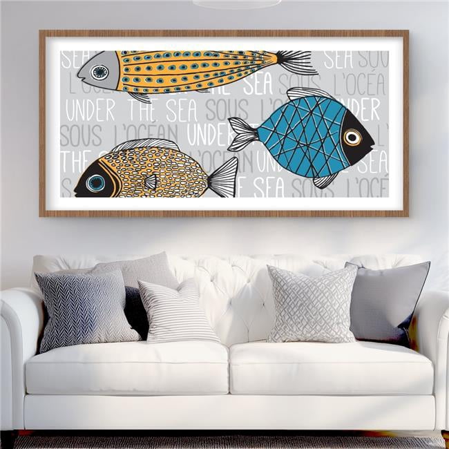 Begin Home Decor C1FM2448QH3P4Q 24 x 48 in. Fishes Illustration ...