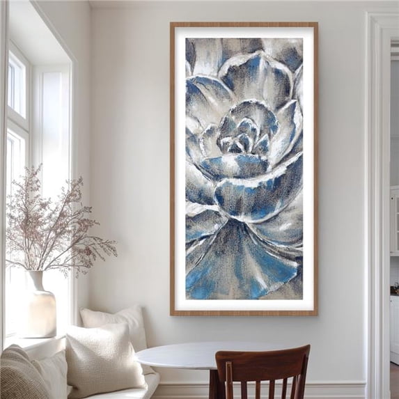 Begin Home Decor C1FM2448ZSFJH1 24 x 48 in. Gray & Blue Flower - Blue ...