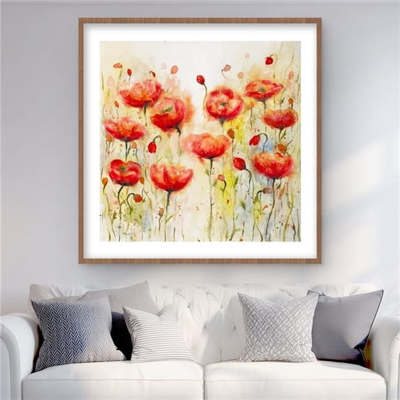 Begin Home Decor C1FM36361U0RVX 36 x 36 in. Red Flowers Garden - Floral ...