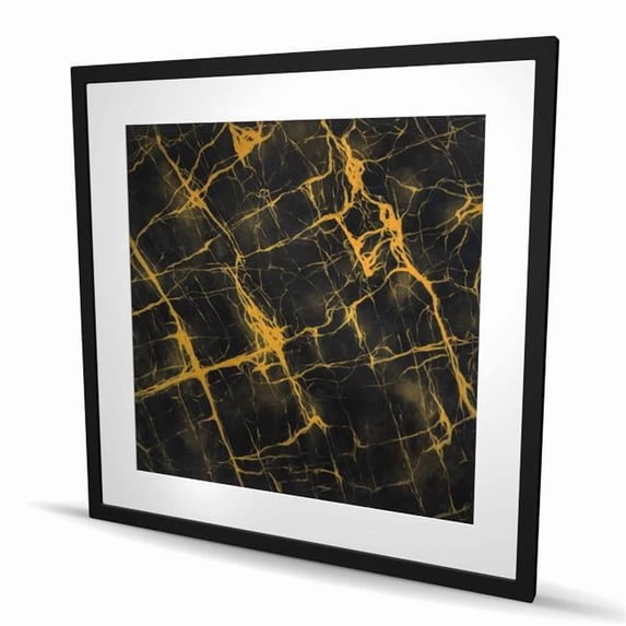 Begin Home Decor C1FM36362B4CVW 36 x 36 in. Black & Gold Marble Living ...
