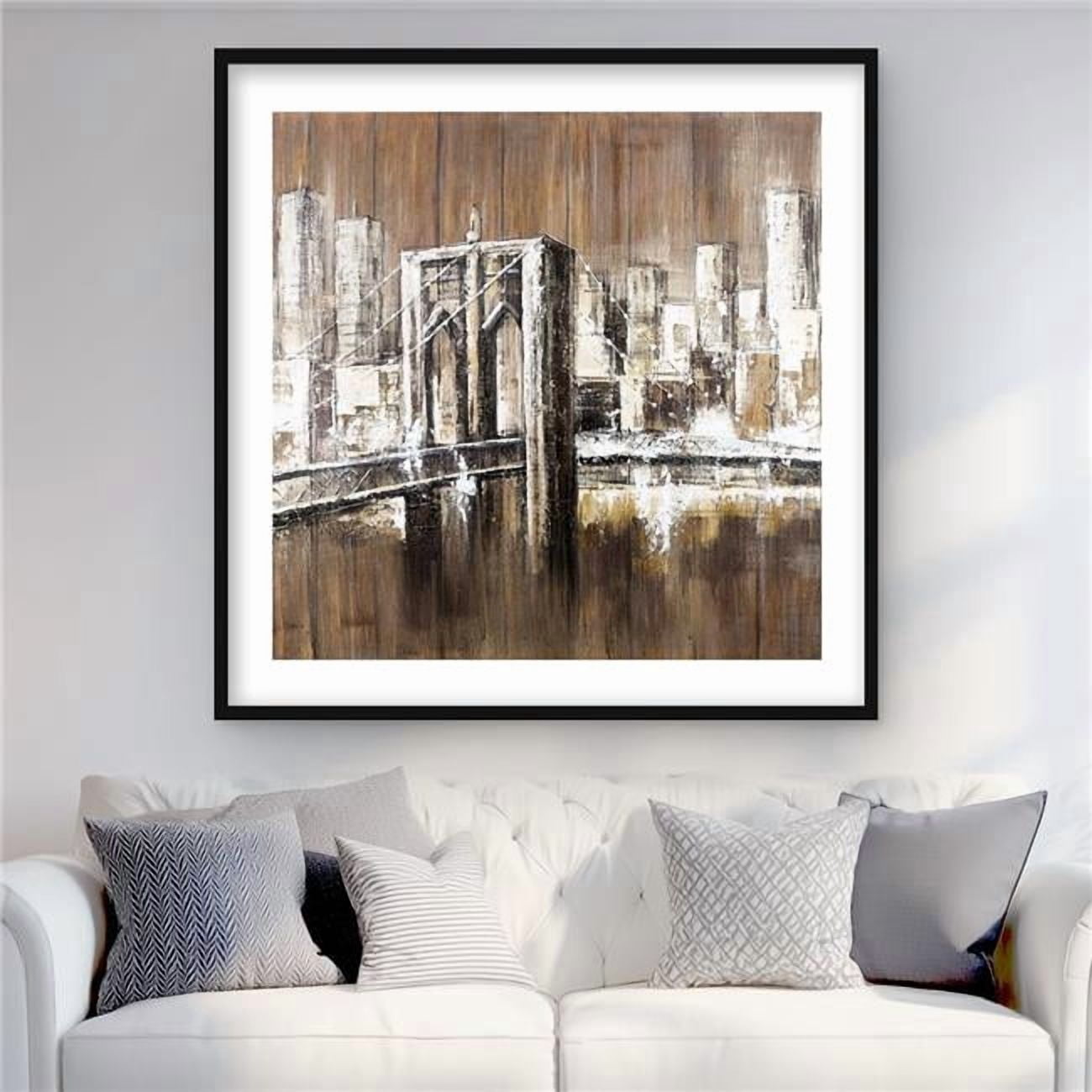 Begin Home Decor C1FM36367EYIXC 36 x 36 in. Aged Finish Brooklyn Bridge ...