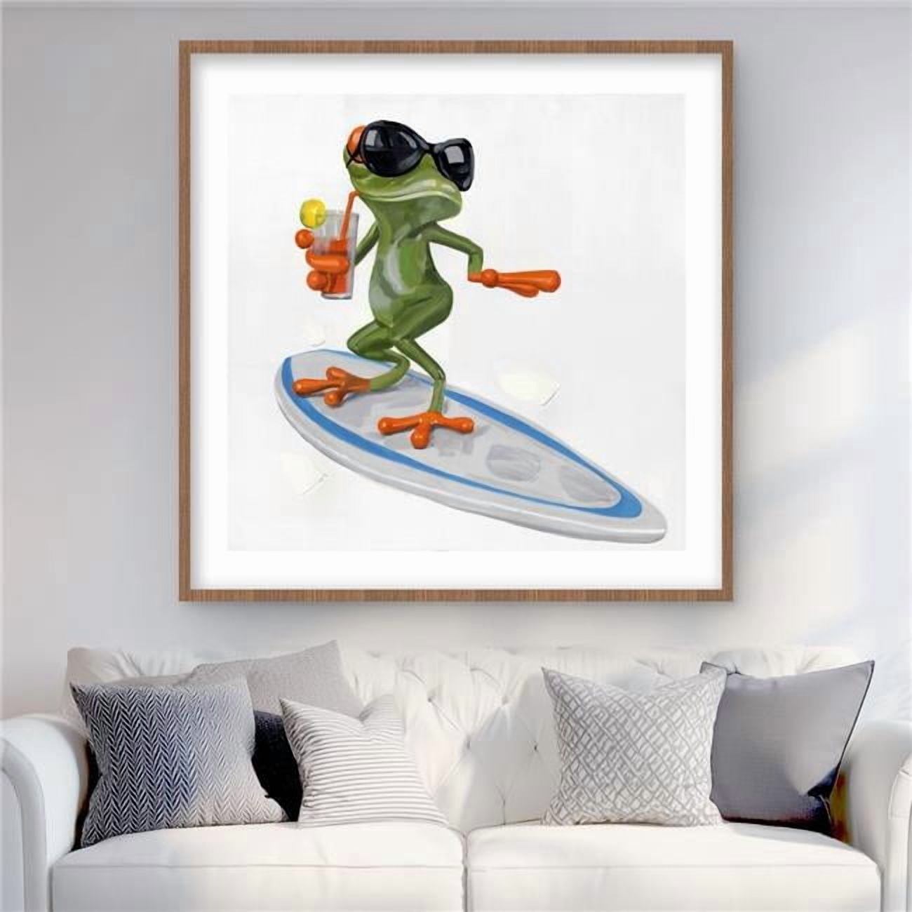 Begin Home Decor C1FM3636DAI9M4 36 x 36 in. Funny Frog Surfing - Green ...