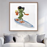 Begin Home Decor C1FM3636DAI9M4 36 x 36 in. Funny Frog Surfing - Green ...