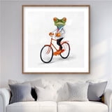 Begin Home Decor C1FM3636DQ4KPY 36 x 36 in. Funny Frog Riding A Bike ...