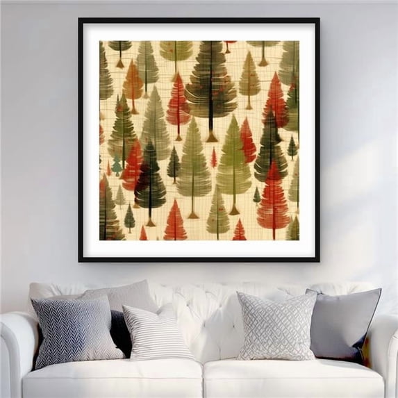 Begin Home Decor C1FM3636P8QKS8 36 x 36 in. Fir Trees Pattern - Beige ...