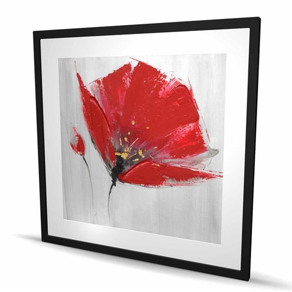 Begin Home Decor C1FM3636R39ZCG 36 x 36 in. Two Red Flowers on Gray ...