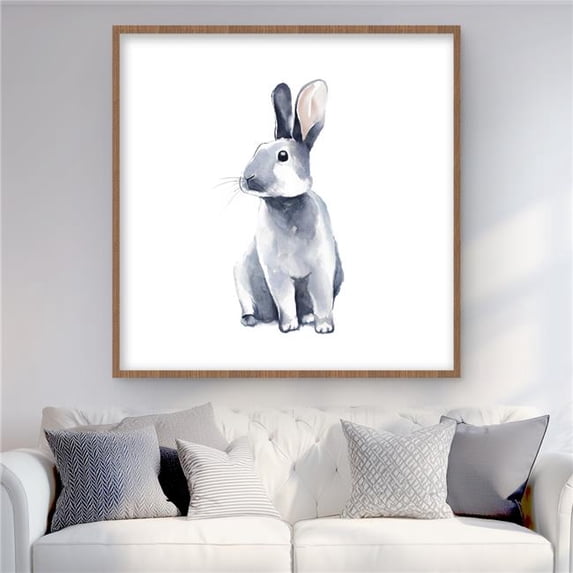 Begin Home Decor C1FM3636RJOQ8M 36 x 36 in. Gray Curious Rabbit ...