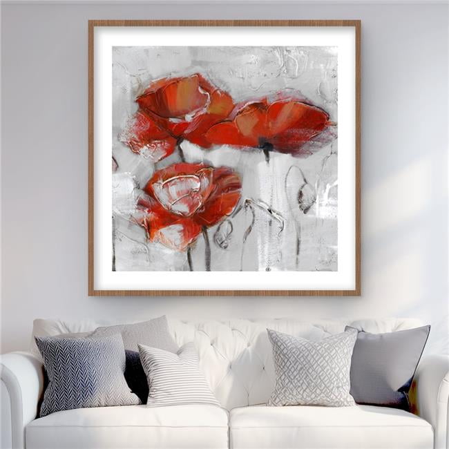 Begin Home Decor C1FM3636RX6PDK 36 x 36 in. Abstract Poppies - Red ...