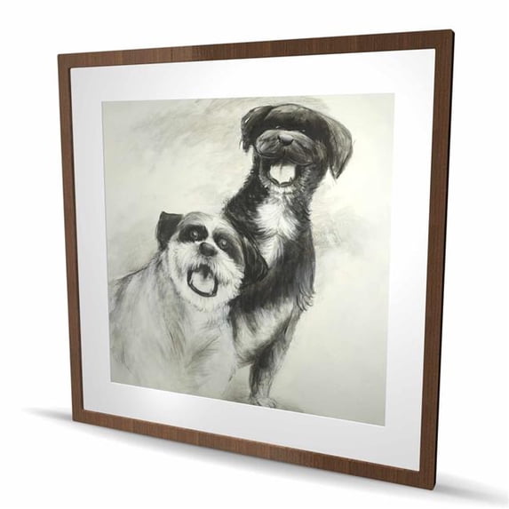 Begin Home Decor C1FM3636W2941C 36 x 36 in. Happy Dogs Sketch - Framed ...