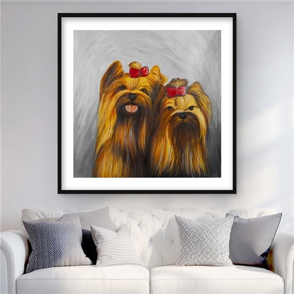 Begin Home Decor C1FM3636XXL2ZW 36 x 36 in. Two Dogs with Bow Tie ...