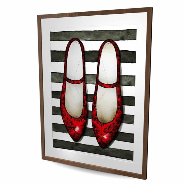 Begin Home Decor C1FM36480ZCO15 36 x 48 in. Red Glossy Shoes Framed ...