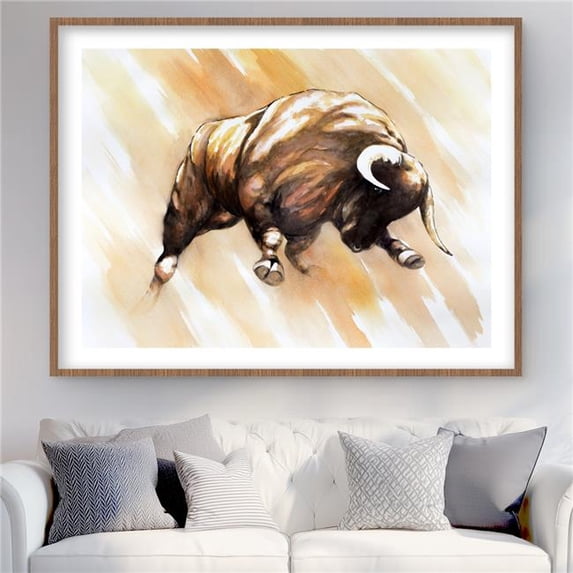 Begin Home Decor C1FM364812HHBE 36 x 48 in. Bull to Attack - Framed ...