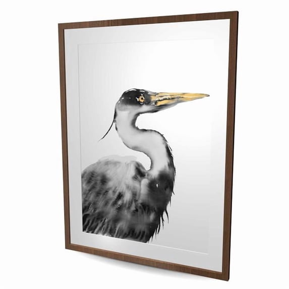 Begin Home Decor C1FM36485BGYXC 36 x 48 in. Great Heron Black Framed ...