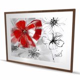 Begin Home Decor C1FM364866UXVB 36 x 48 in. Red & Gray Flowers - Framed ...