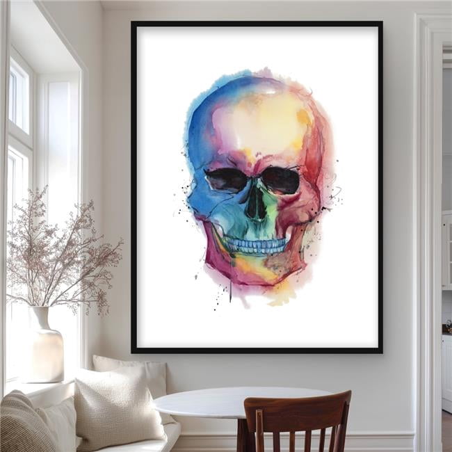 Begin Home Decor C1FM36486M5MDJ 36 x 48 in. Watercolor Colorful Skull ...