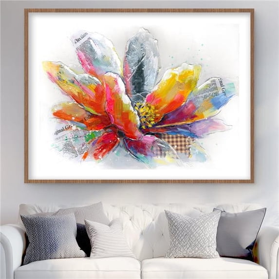 Begin Home Decor C1FM36486Z9YFS 36 x 48 in. Abstract Flower with ...