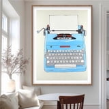 Begin Home Decor C1FM364897EJQ1 36 x 48 in. Blue Typewriter Machine ...