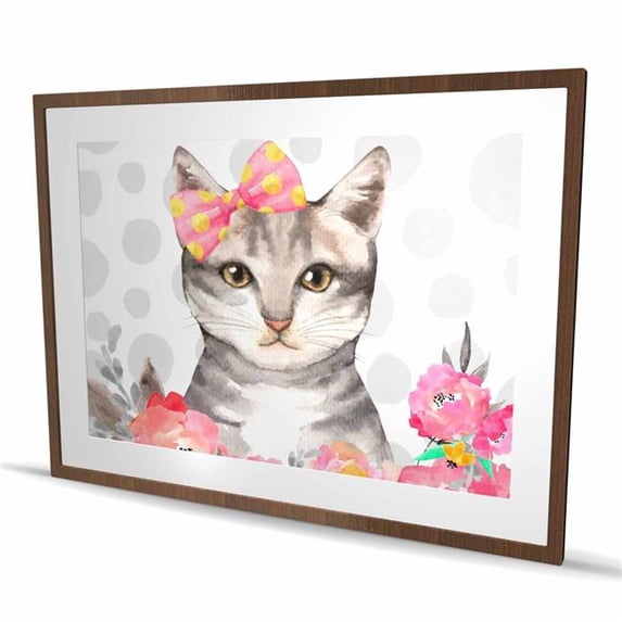 Begin Home Decor C1FM36489MXFDH 36 x 48 in. Charming Cat - Framed ...
