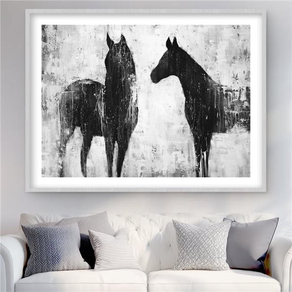 Begin Home Decor C1FM36489RDZM0 36 x 48 in. Black & White Horses Framed ...