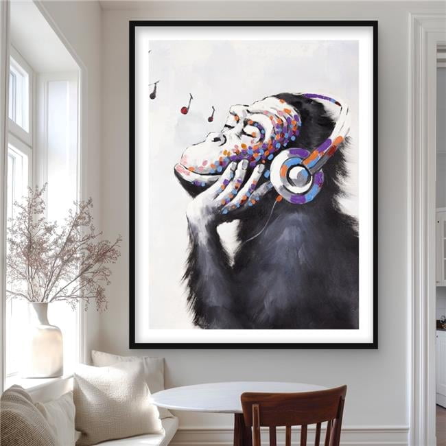 Begin Home Decor C1FM3648CWDNWK 36 x 48 in. Monkey Listening Music ...