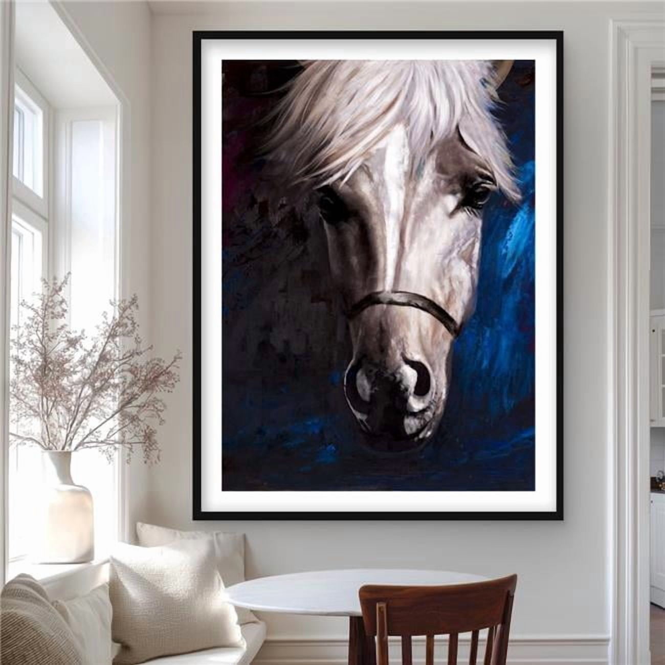 Begin Home Decor C1FM3648DJPUMH 36 x 48 in. White Horse on Blue ...