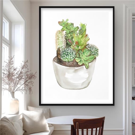 Begin Home Decor C1FM3648I2IP0Y 36 x 48 in. Cactus Assortment in A Pot ...