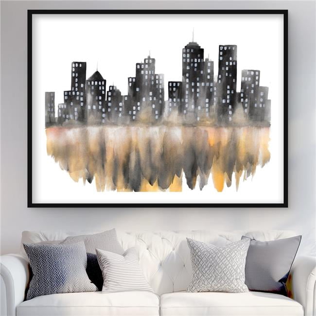 Begin Home Decor C1FM3648IMVH42 36 x 48 in. Yellow Watercolor Cityscape ...