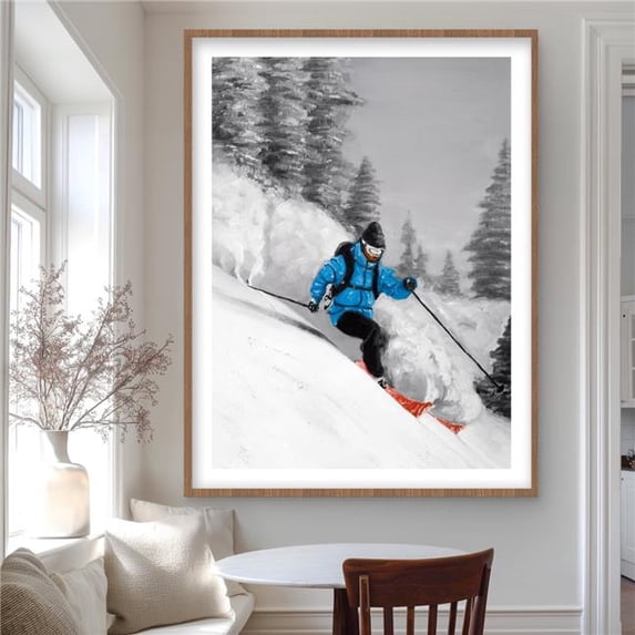 Begin Home Decor C1FM3648IV5ACA 36 x 48 in. Man Skiing in Mountain ...