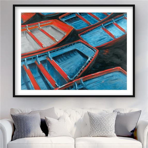Begin Home Decor C1FM3648KF4N4W 36 x 48 in. Small Blue & Red Canoes ...