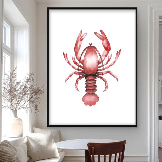 Begin Home Decor C1FM3648M2WYH6 36 x 48 in. Lobster Red Animals Framed ...